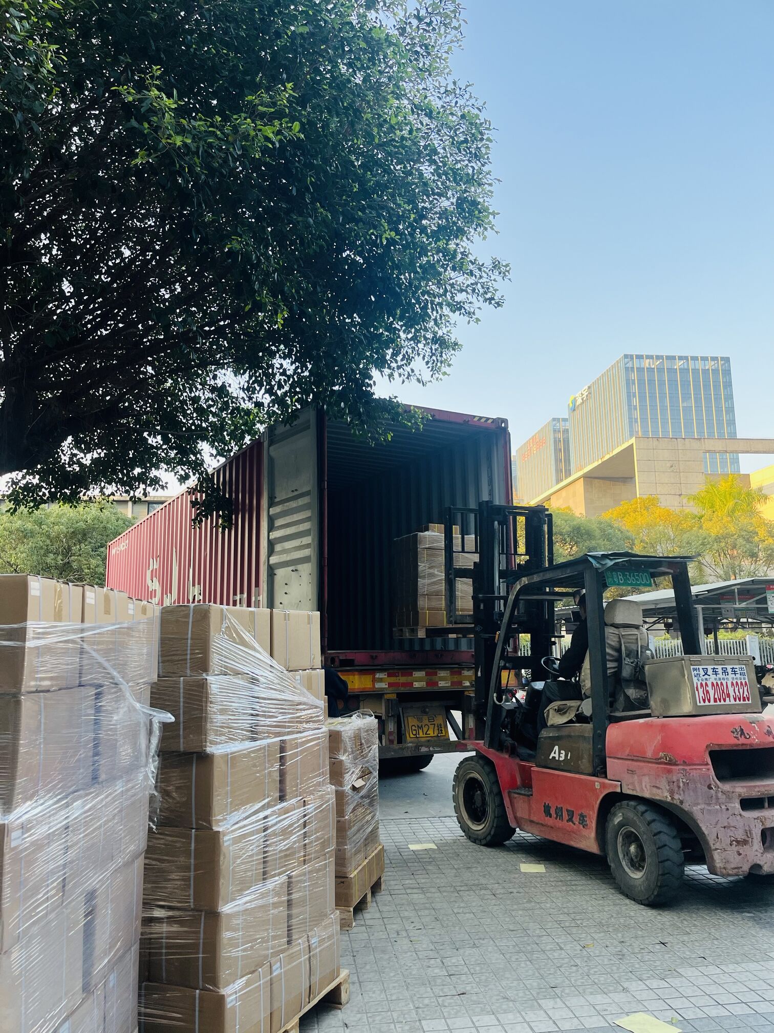 Full colour LED video display cabinet loading a container... | Uninak